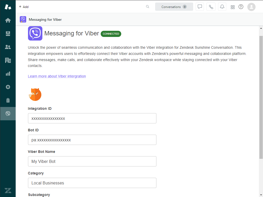 Messaging for Viber by Datafox App Integration with Zendesk Support